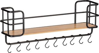 WENKO Wandregal Loft, modernes Regal mit nachhaltigem Bambusboden & stabilem Stahlrohr-Rahmen, Cooles Industrial Design f&uuml;r K&uuml;che, Bad und Co. mit 10 S-Hake