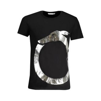 Trussardi Schwarzes Baumwoll-Print-Logo-T-Shirt - - Tops - Herren - Schwarzk - L