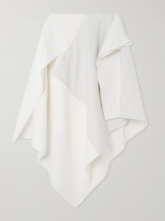 J.W.Anderson Jupe Midi Asym&eacute;trique En Popeline De Coton &Agrave; Rayures - Blanc
