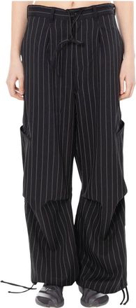 Yohji Yamamoto Femme, Pantalons, Noir, Taille: 38 FR Pinstripe UT Straight Leg Pants