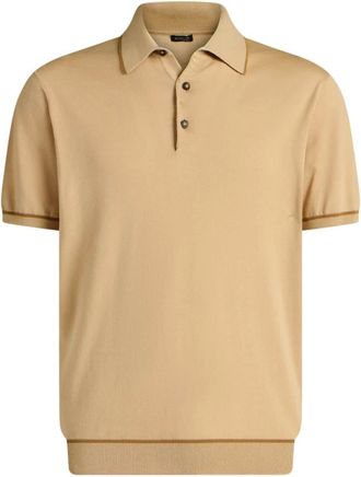 Kiton Homme, Tops, Beige, Taille: 2XL Polo &agrave; Manches Courtes en Maille de Coton