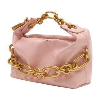 Balmain Womens Chain-Link Leather Mini Bag Pink Calfskin