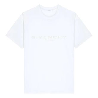 Givenchy T-Shirt aus Baumwolle und Seide mit Paris-Jacquardmuster - - Tops - Herren - Wei&szlig; - L
