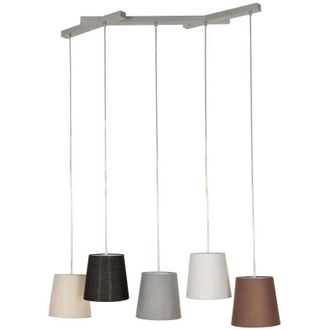 Lucande Suspension en Tissu &agrave; intensit&eacute; variable Thamila en textile pour salon & salle &agrave; manger