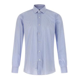 Barba Homme, Chemises, Bleu, Taille: M Chemise Popeline Ray&eacute;e