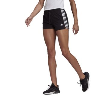 adidas Damen Essentials Slim 3-Streifen Shorts, Black/White, XS