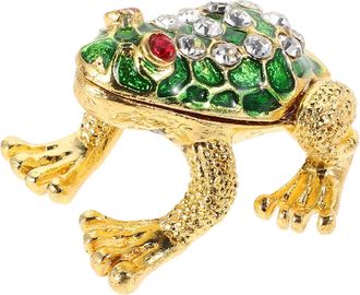BESPORTBLE Vintage Schmuck-organizer-box Frosch aus Emaille mit Funkelnden Strasssteinen Dekorative Schmuckschatulle aus Zinklegierung f&uuml;r Ringe Ohrstecker Einzi