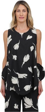 Meimeij Femme, Tops, Noir, Taille: 36 FR Débardeur floral pétales