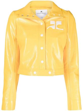 Courr&egrave;ges Cropped-Jacke mit Logo-Patch - Gelb