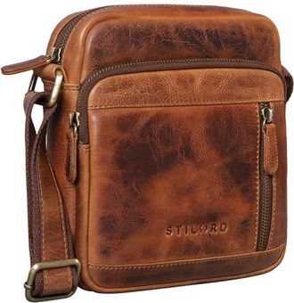 STILORD Trae Sachoche Bandouli&egrave;re Homme Cuir Petit Sac &agrave; l&Eacute;paule Vintage pour Tablette PC Mini Sacoche Messenger Bag en Cuir V&eacute;ritable, Couleur:kara - cognac