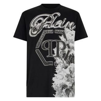 Philipp Plein Homme, Tops, Noir, Taille: XL T-Shirt Col Rond Signature C&eacute;ramique