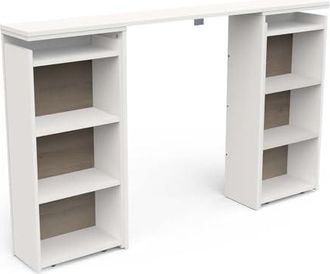 Demeyere Kopfteil mit Stauraum mit 6 Nischen aus Holz - kompatibel mit Bett 140 x 200 cm & Bett 160 x 200 cm - Farbe Mattweiß - Schlafzimmer für Erwachsene Cly