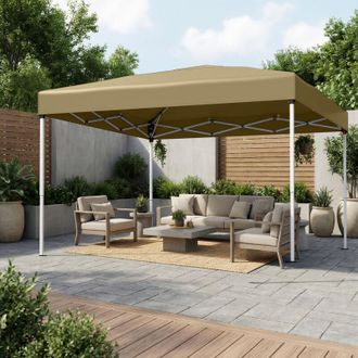 Songmics Pavillon Pliant 3 x 3 m, Protection Solaire, Tente de Jardin, Portable, Usage Ext&eacute;rieur, Beige