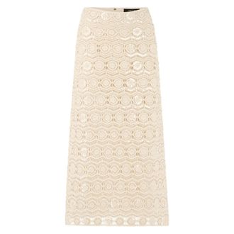 Marc Cain Femme, Jupes, Beige, Taille: 44 FR Ajour-Rock mit Mini-Perlen