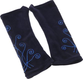 Guru Shop Bestickte Handstulpen aus Samt, Wendestulpen - Nachtblau, Herren/Damen, Baumwolle