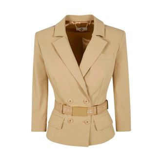 Elisabetta Franchi Technische Bi-Elastic Gewebejacke - - Jackets - Damen - Braun - S