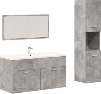 vidaXL 3-tlg. Badm&ouml;bel-Set Betongrau Holzwerkstoff vidaXL999576
