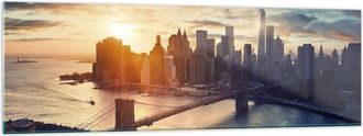 Arttor Panorama Bilder auf Glas 160x50cm Glasbild New York Stadt Groß XXL Wanddeko Bild im Glas Schlafzimmer Küche Wandbilder Dekoration Wohnzimmer Modern Wa