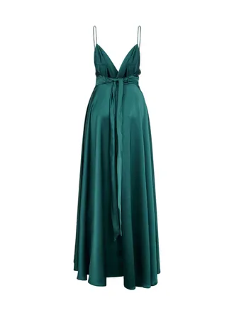 Blanca Vita Womens Long Dress Malachite Satin Green Polyester