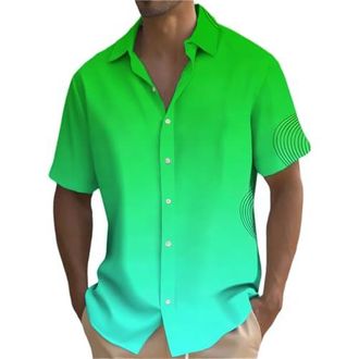 Generic Chemise hawa&iuml;enne boutonn&eacute;e &agrave; manches courtes pour homme - Couleur d&eacute;grad&eacute;e - Pour l&eacute;t&eacute;, la plage, les vacances d&eacute;t&eacute; - Coupe droite - Hauts d&eacute;contract