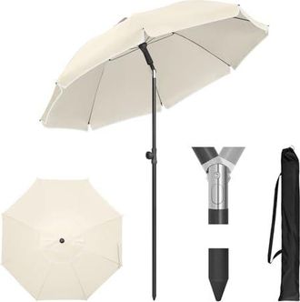 Woltu Parasol de Jardin Ø175cm, Parasol Inclinable avec Tissu Anti-UV pour UPF 50+, Hauteur Réglables, pour Balcon/Terrasse/Patio/Piscine/Plage, Beige