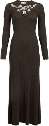 Louise Misha Robe longue moulante en laine et coto
