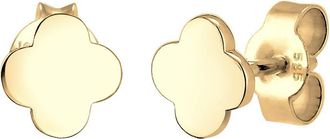 Elli PREMIUM Ohrringe Damen Ohrstecker Kleeblatt Glücksbringer in 585 Gelbgold