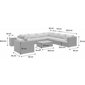 Sweeek Gartengarnitur aus Polyrattan 8-10 Personen Beige / Beige