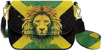 Hugs Idea Sac à main à bandoulière en cuir pour femme, Lion Drapeau Jamaïque, Taille unique