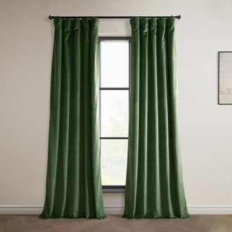 Half Price Drapes Heritage-Samtvorh&auml;nge in Pl&uuml;schqualit&auml;t, Raumverdunkelungsvorh&auml;nge f&uuml;r Schlafzimmer und Wohnzimmer, 127 x 243,8 cm (B x L), 1 Vorhang, Edengr&uuml;n