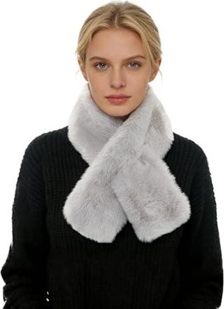 Lina & Lily &Eacute;charpe &agrave; Col en Fausse Fourrure pour Femme Hiver (Gris Clair)