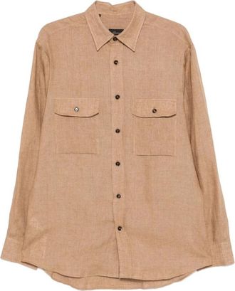 Brioni Homme, Chemises, Brun, Taille: XL Chemise en lin