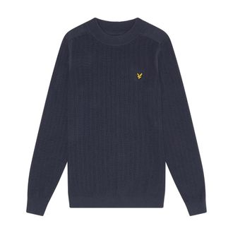 Lyle & Scott Homme, Pulls, Bleu, Taille: S Pull Ras du Cou &agrave; Col Montant C&ocirc;tel&eacute;