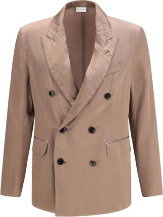 Dries Van Noten Blazer de smoking &agrave; double boutonnage - Homme - Vestes - Rose - Taille: M