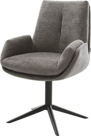 DELIFE Esszimmerstuhl Clea-Flex Fu&szlig;kreuz Schwarz Boucl&eacute; Soft Schlamm 360&deg; drehbar Wippfunktion