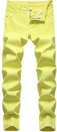 Generic Jeans d&eacute;contract&eacute;s printemps et &eacute;t&eacute; pour hommes, jambe droite, grande taille, pantalon de mode, souvenir de maison, jaune, 3XL