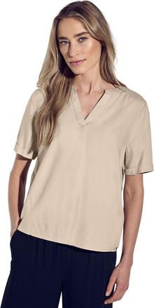 Street One Damen A345525 Bluse in Unifarbe, Cotton beige, 34
