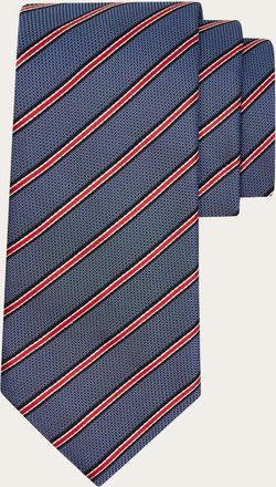 Ferragamo Herren Jacquard-Krawatte mit Regimentstreifen Blau
