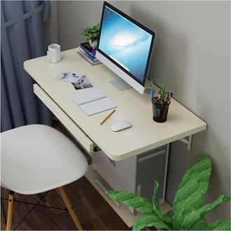 Generic An Der Wand Montierter Desktop-Computertisch, Robuste B&uuml;rowerkbank Aus Holz, Platzsparender Schwebender Arbeitstisch, 70 Kg Tragf&auml;higkeit for Schlafzi