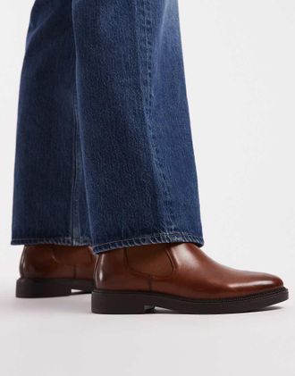 Asos Bottes Chelsea en cuir poli - Fauve-Brown