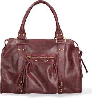 Gave Lux Sac &agrave; bandouli&egrave;re pour femme en daim v&eacute;ritable. Produit artisanal. Fabriqu&eacute; en Italie GLX220609023FBG Cuir Clair 41 x 28 x 13 cm, bordeaux, Taille uni