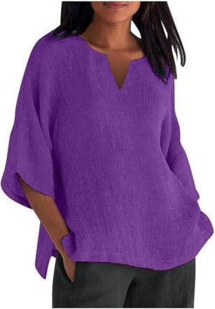 Generic Chemise en Lin à Manches Longues pour Femmes, Tee Shirt Sport Femme, Chemisier Blanc Femme, Chemisier doré Femme, Haut Chic Femme, Chemisier Noel Femm