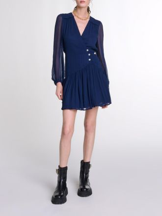 Maje Kurzes Kleid Mit Volants - Marineblau - Gr&ouml;&szlig;e 38 - Maje