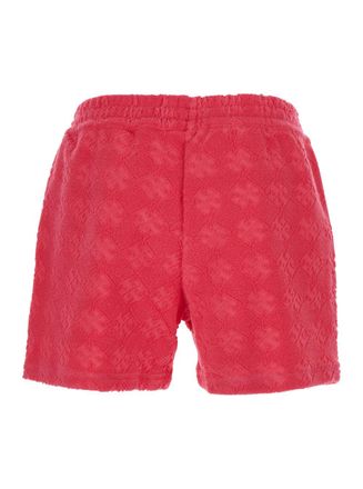 Tory Burch Womens Pink Shorts With Elastic Waist And Logo Embroidery Cotton