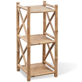 vidaXL Standregal mit 3 B&ouml;den Quadratisch Bambus Vidaxl