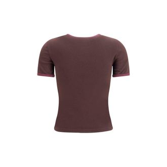 Courr&egrave;ges Womens Brown Cotton T-Shirt