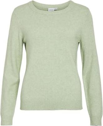 Vila Viril Noos Haut tricot&eacute; &agrave; col Rond L/S, Vert fum&eacute;, S