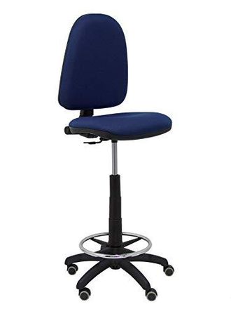 Piqueras y Crespo T04CP - ergonomischer Hocker, h&ouml;henverstellbar, Ring zum Abst&uuml;tzen der F&uuml;&szlig;e, Rollen Marineblau