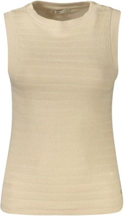 Guess Femme, Tops, Beige, Taille: 36 FR D&eacute;bardeur en Coton Beige &agrave; Bretelles Larges