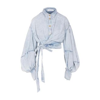 Zimmermann Femme, Blouses et Chemises, Bleu, Taille: 38 FR Rebellion Denim Wrap Top